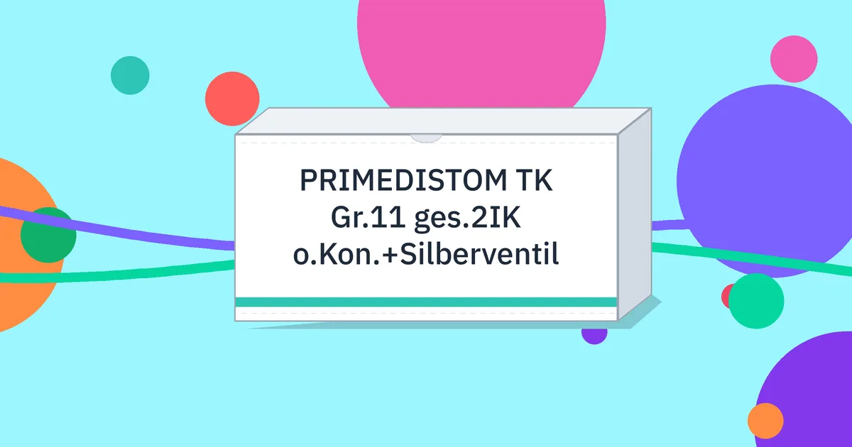 Symbolbild: Packung mit der Aufschrift PRIMEDISTOM TK Gr.11 ges.2IK o.Kon.+Silberventil (PZN 10229815) – Verfügbarkeit und Bezug in Apotheken in Frankfurt am Main
