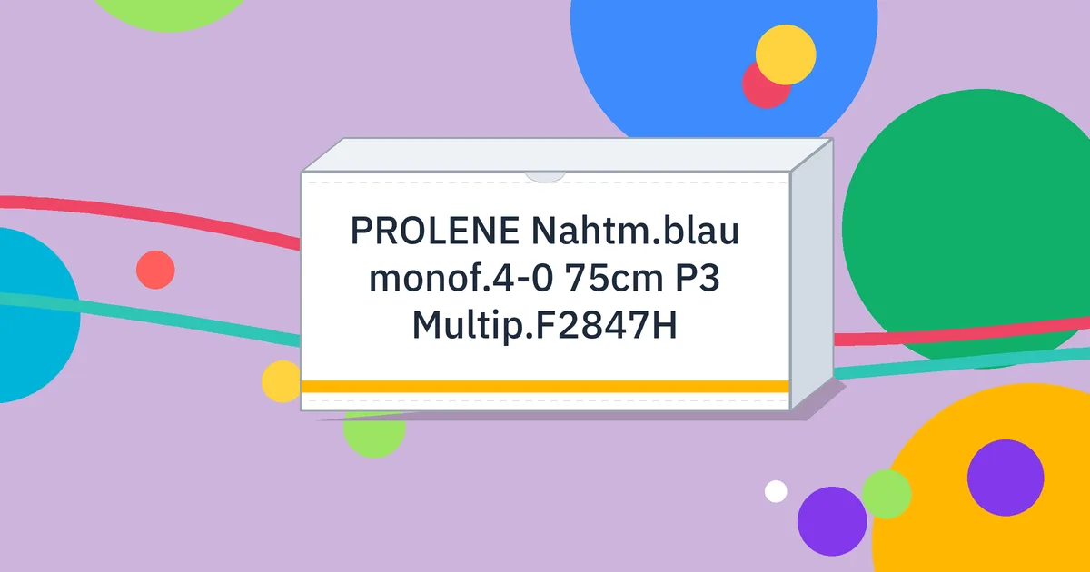 Symbolbild: Packung mit der Aufschrift PROLENE Nahtm.blau monof.4-0 75cm P3 Multip.F2847H (PZN 16254346) – Verfügbarkeit und Bezug in Apotheken in Frankfurt am Main