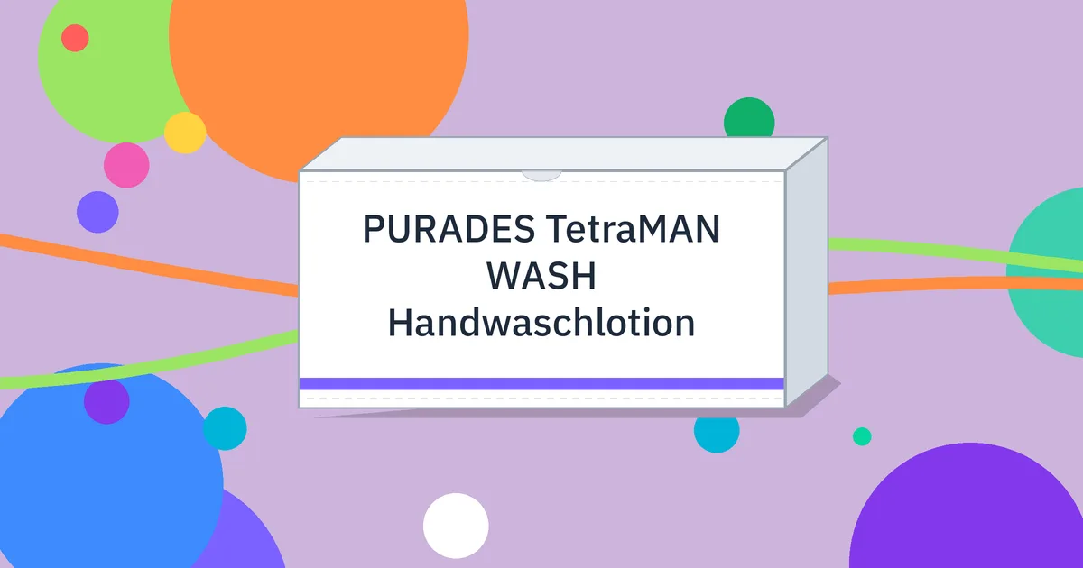 Symbolbild: Packung mit der Aufschrift PURADES TetraMAN WASH Handwaschlotion (PZN 14005490) – Verfügbarkeit und Bezug in Apotheken in Frankfurt am Main