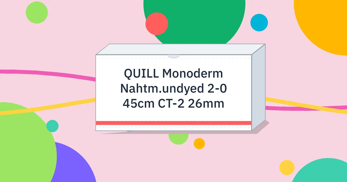 Symbolbild: Packung mit der Aufschrift QUILL Monoderm Nahtm.undyed 2-0 45cm CT-2 26mm (PZN 17988441) – Verfügbarkeit und Bezug in Apotheken in Frankfurt am Main