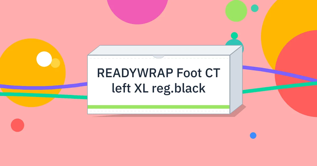 Symbolbild: Packung mit der Aufschrift READYWRAP Foot CT left XL reg.black (PZN 18008798) – Verfügbarkeit und Bezug in Apotheken in Frankfurt am Main