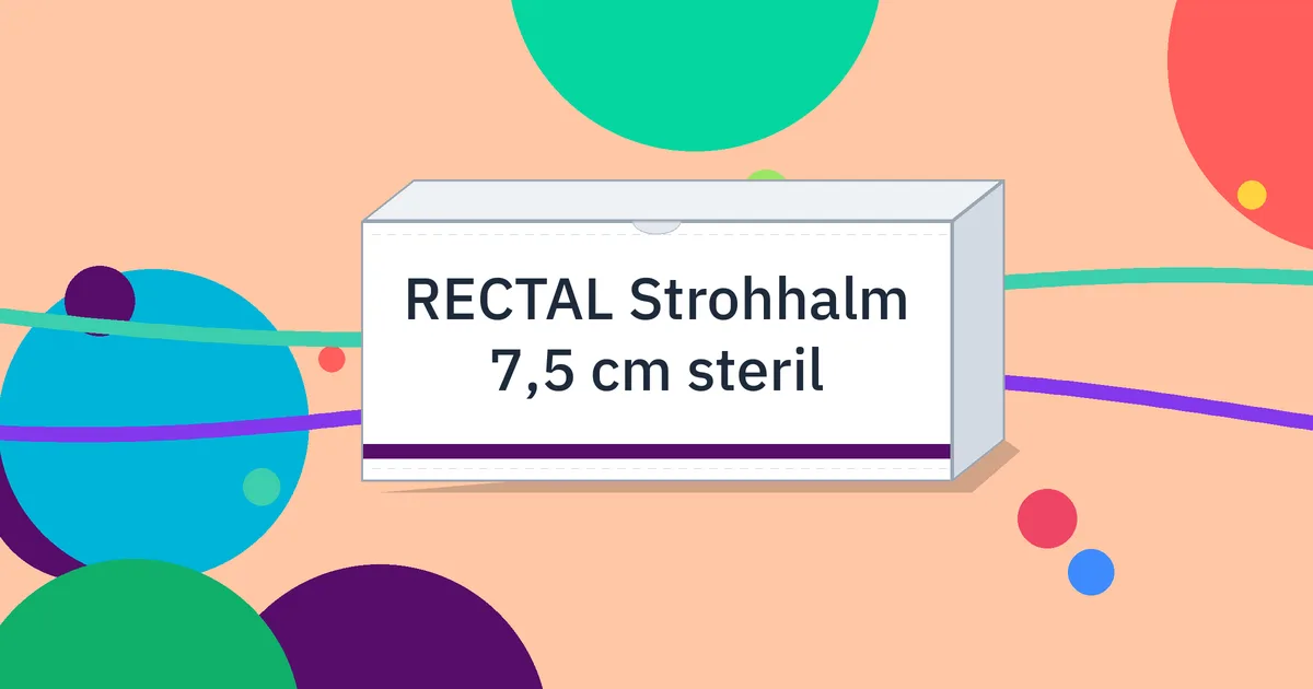 Symbolbild: Packung mit der Aufschrift RECTAL Strohhalm 7,5 cm steril (PZN 13230606) – Verfügbarkeit und Bezug in Apotheken in Frankfurt am Main