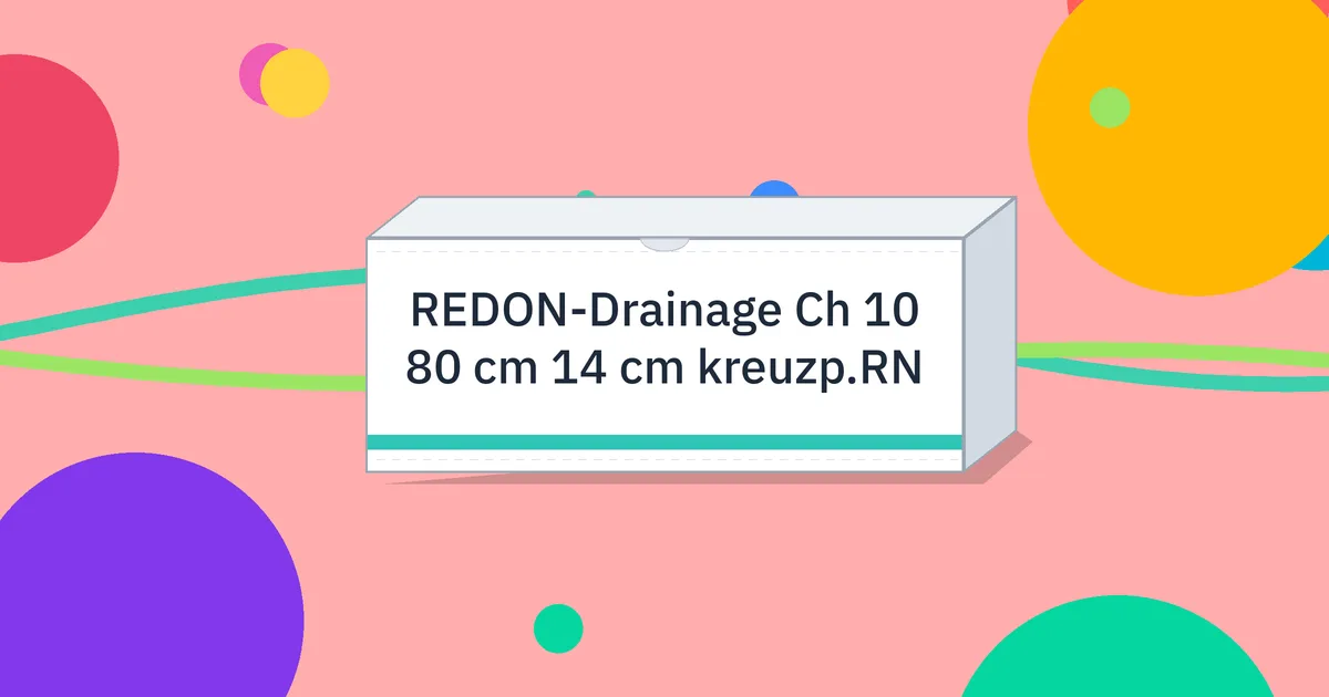 Symbolbild: Packung mit der Aufschrift REDON-Drainage Ch 10 80 cm 14 cm kreuzp.RN (PZN 17483534) – Verfügbarkeit und Bezug in Apotheken in Frankfurt am Main