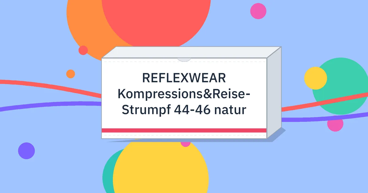 Symbolbild: Packung mit der Aufschrift REFLEXWEAR Kompressions&Reise-Strumpf 44-46 natur (PZN 14401056) – Verfügbarkeit und Bezug in Apotheken in Frankfurt am Main