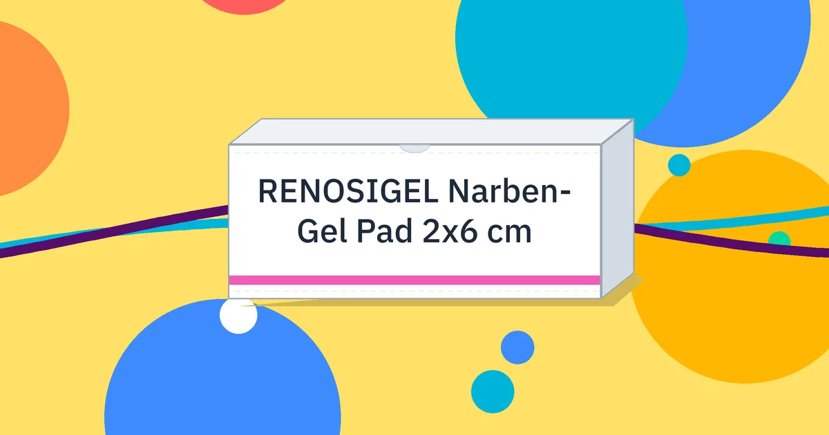 Symbolbild: Packung mit der Aufschrift RENOSIGEL Narben-Gel Pad 2x6 cm (PZN 16783145) – Verfügbarkeit und Bezug in Apotheken in Frankfurt am Main