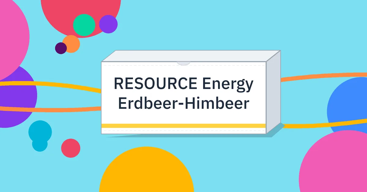 Symbolbild: Packung mit der Aufschrift RESOURCE Energy Erdbeer-Himbeer (PZN 06101587) – Verfügbarkeit und Bezug in Apotheken in Frankfurt am Main