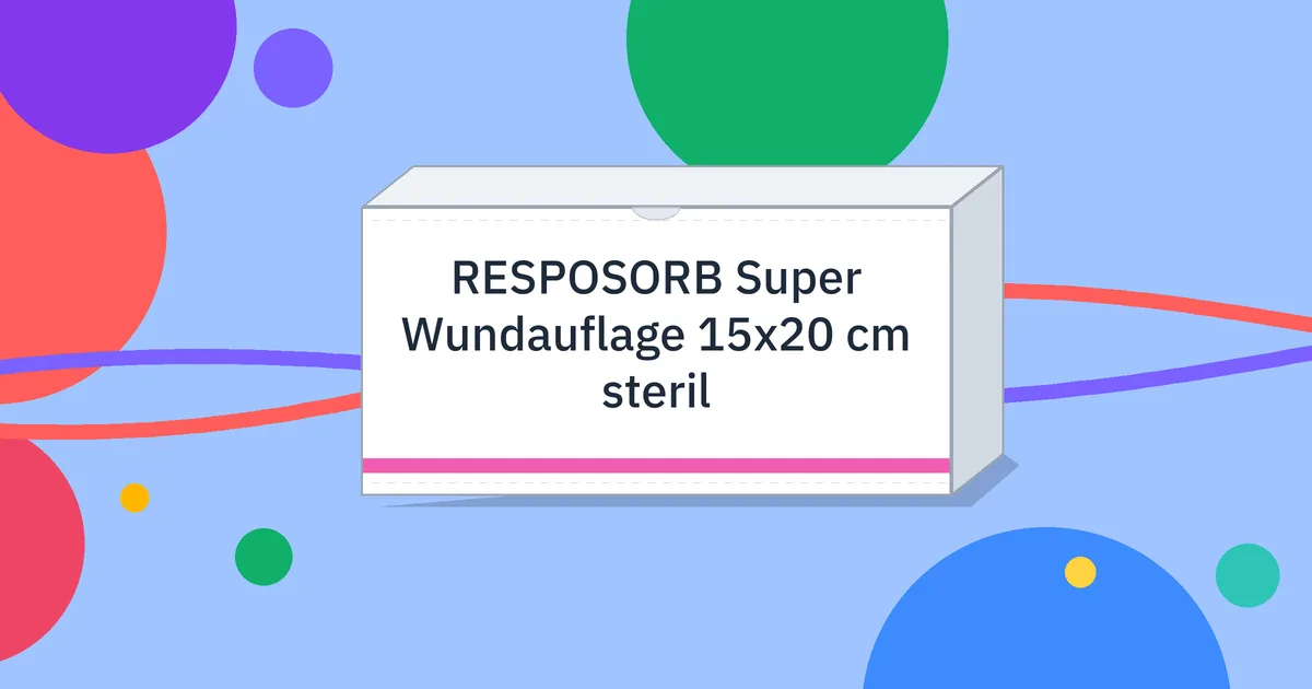 Symbolbild: Packung mit der Aufschrift RESPOSORB Super Wundauflage 15x20 cm steril (PZN 20185326) – Verfügbarkeit und Bezug in Apotheken in Frankfurt am Main