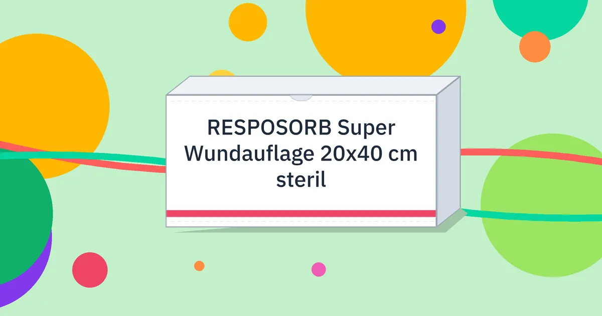 Symbolbild: Packung mit der Aufschrift RESPOSORB Super Wundauflage 20x40 cm steril (PZN 20807041) – Verfügbarkeit und Bezug in Apotheken in Frankfurt am Main