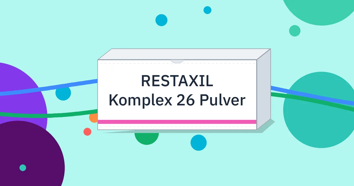 Symbolbild: Packung mit der Aufschrift RESTAXIL Komplex 26 Pulver (PZN 11024363) – Verfügbarkeit und Bezug in Apotheken in Frankfurt am Main