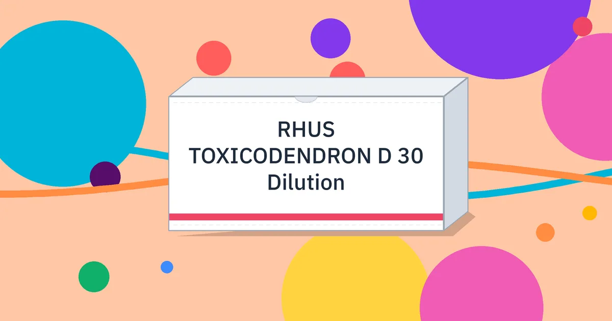 Symbolbild: Packung mit der Aufschrift RHUS TOXICODENDRON D 30 Dilution (PZN 02104985) – Verfügbarkeit und Bezug in Apotheken in Frankfurt am Main