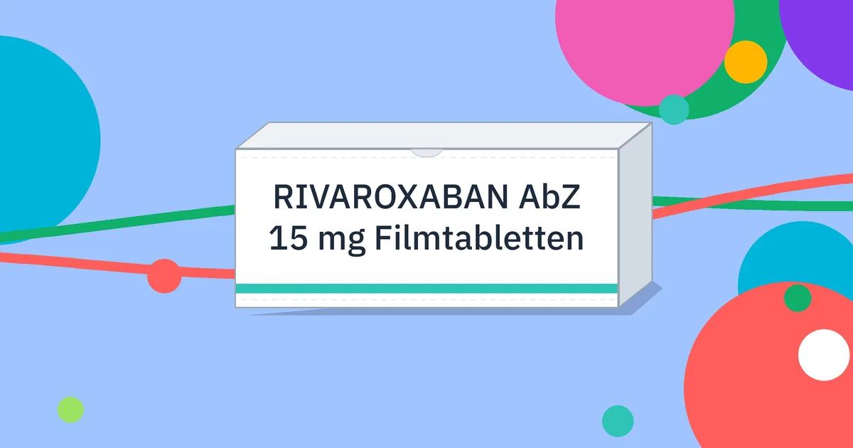 Symbolbild: Packung mit der Aufschrift RIVAROXABAN AbZ 15 mg Filmtabletten (PZN 18827036) – Verfügbarkeit und Bezug in Apotheken in Frankfurt am Main