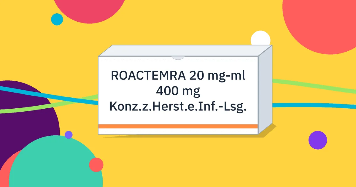 Symbolbild: Packung mit der Aufschrift ROACTEMRA 20 mg-ml 400 mg Konz.z.Herst.e.Inf.-Lsg. (PZN 09648731) – Verfügbarkeit und Bezug in Apotheken in Frankfurt am Main