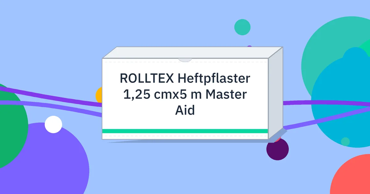 Symbolbild: Packung mit der Aufschrift ROLLTEX Heftpflaster 1,25 cmx5 m Master Aid (PZN 20128908) – Verfügbarkeit und Bezug in Apotheken in Frankfurt am Main