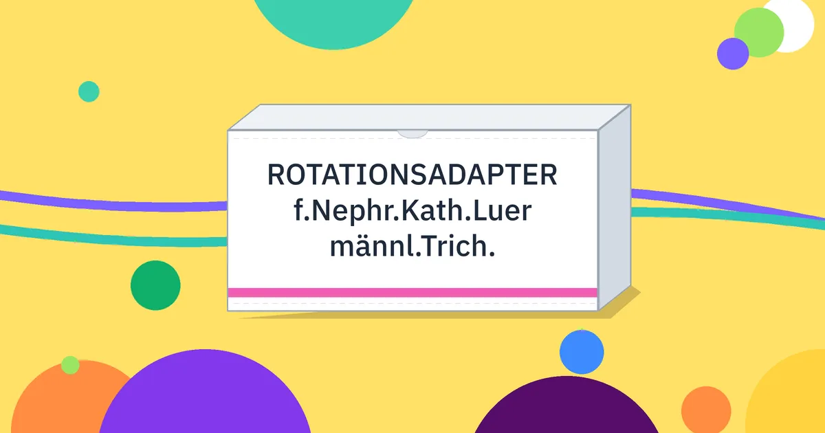 Symbolbild: Packung mit der Aufschrift ROTATIONSADAPTER f.Nephr.Kath.Luer männl.Trich. (PZN 03360259) – Verfügbarkeit und Bezug in Apotheken in Frankfurt am Main