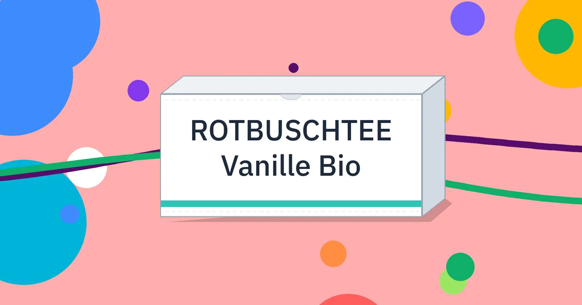 Symbolbild: Packung mit der Aufschrift ROTBUSCHTEE Vanille Bio (PZN 10932288) – Verfügbarkeit und Bezug in Apotheken in Frankfurt am Main