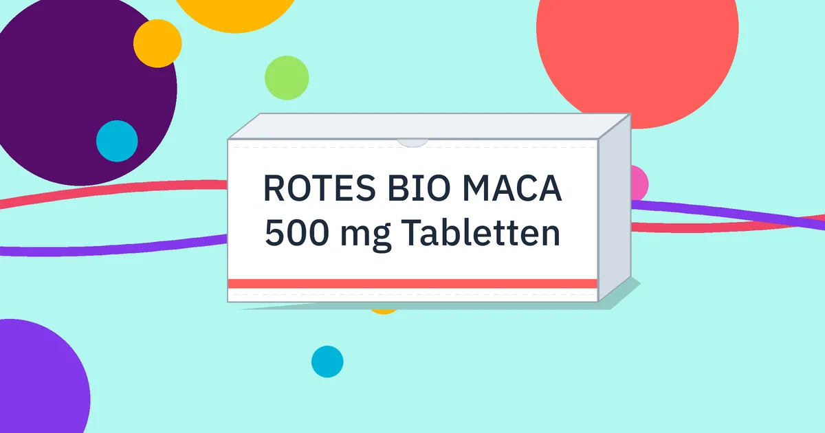 Symbolbild: Packung mit der Aufschrift ROTES BIO MACA 500 mg Tabletten (PZN 11073203) – Verfügbarkeit und Bezug in Apotheken in Frankfurt am Main