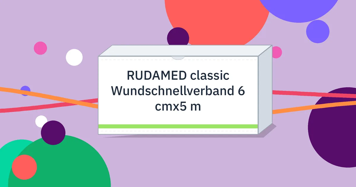 Symbolbild: Packung mit der Aufschrift RUDAMED classic Wundschnellverband 6 cmx5 m (PZN 15892518) – Verfügbarkeit und Bezug in Apotheken in Frankfurt am Main