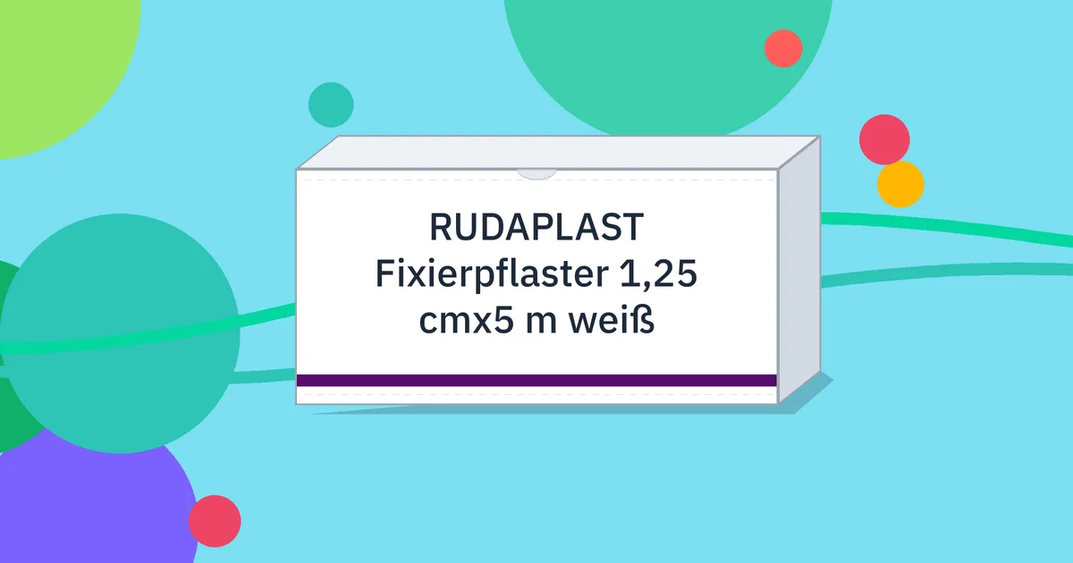 Symbolbild: Packung mit der Aufschrift RUDAPLAST Fixierpflaster 1,25 cmx5 m weiß (PZN 15892783) – Verfügbarkeit und Bezug in Apotheken in Frankfurt am Main