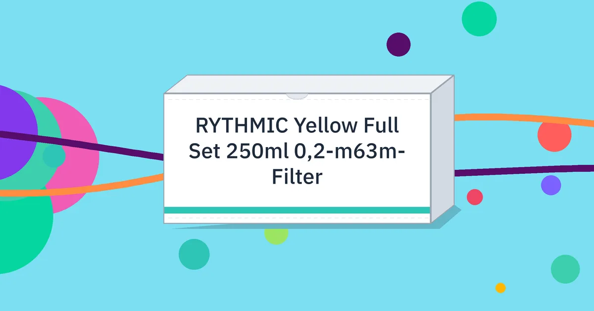 Symbolbild: Packung mit der Aufschrift RYTHMIC Yellow Full Set 250ml 0,2-m63m-Filter (PZN 19898877) – Verfügbarkeit und Bezug in Apotheken in Frankfurt am Main
