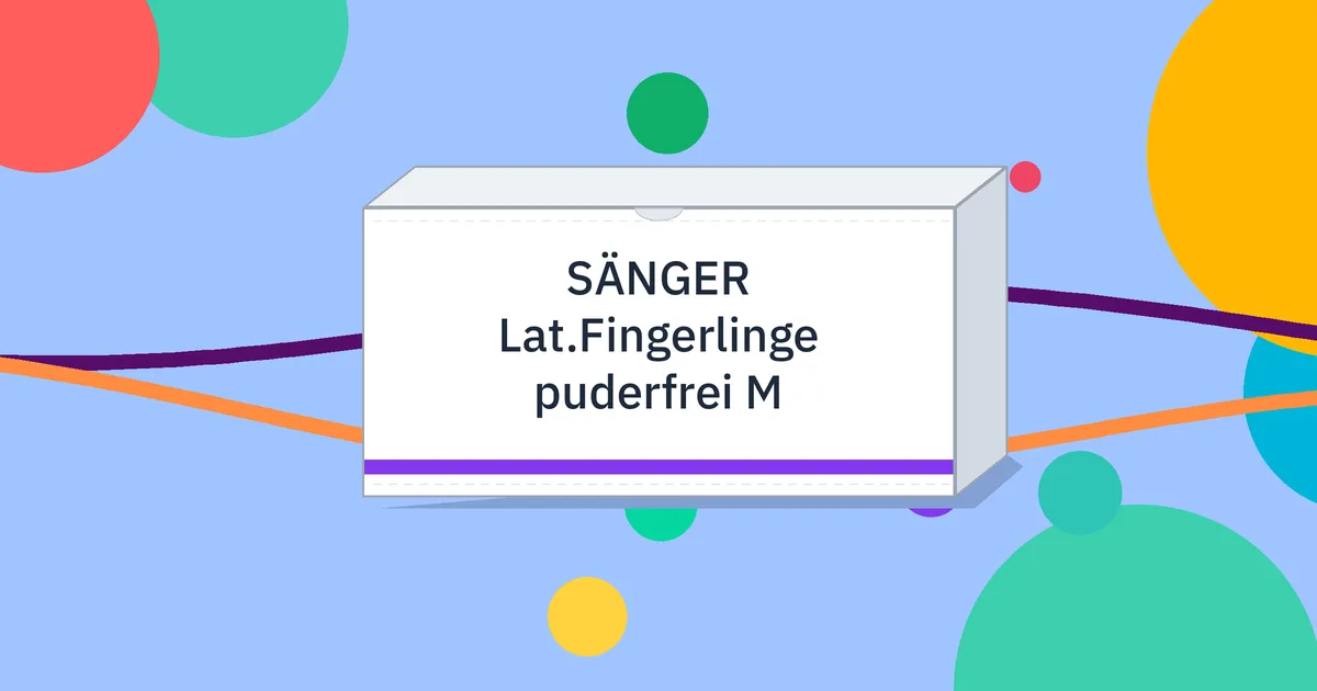 Symbolbild: Packung mit der Aufschrift SÄNGER Lat.Fingerlinge puderfrei M (PZN 04534023) – Verfügbarkeit und Bezug in Apotheken in Frankfurt am Main