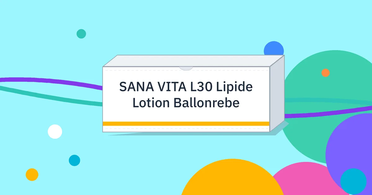 Symbolbild: Packung mit der Aufschrift SANA VITA L30 Lipide Lotion Ballonrebe (PZN 19869870) – Verfügbarkeit und Bezug in Apotheken in Frankfurt am Main