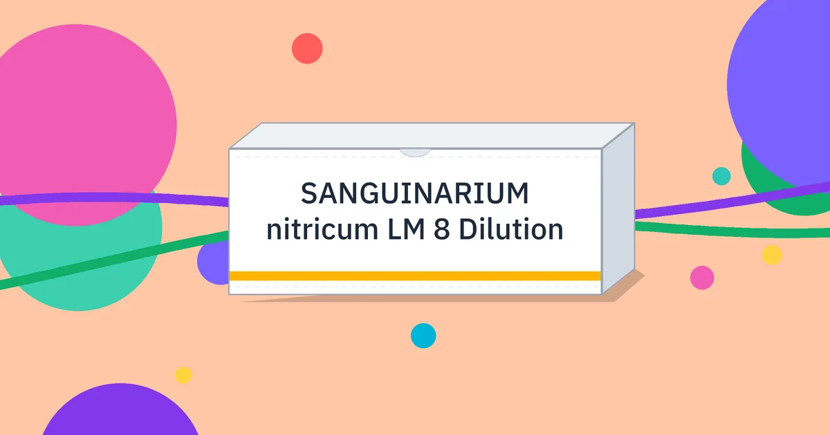 Symbolbild: Packung mit der Aufschrift SANGUINARIUM nitricum LM 8 Dilution (PZN 13181664) – Verfügbarkeit und Bezug in Apotheken in Frankfurt am Main