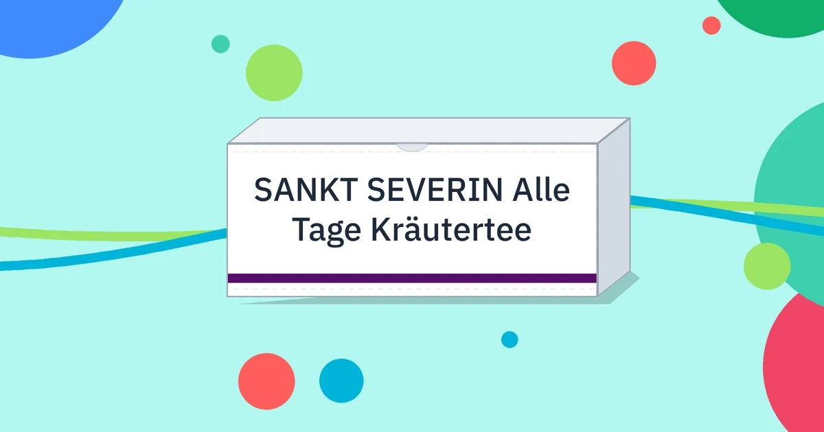 Symbolbild: Packung mit der Aufschrift SANKT SEVERIN Alle Tage Kräutertee (PZN 08534511) – Verfügbarkeit und Bezug in Apotheken in Frankfurt am Main