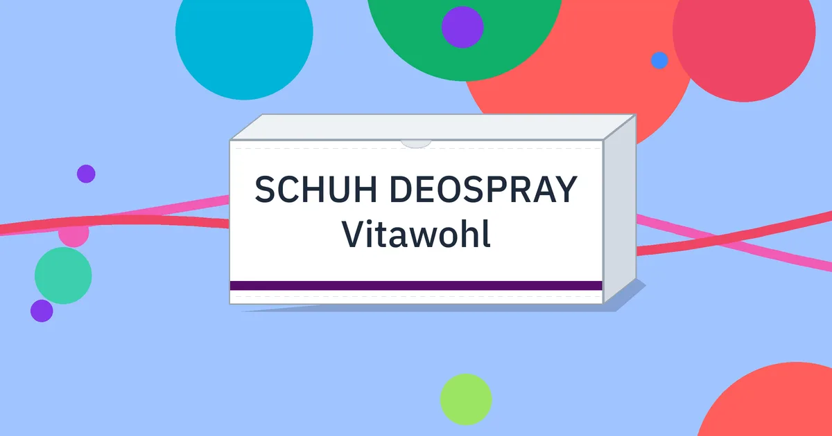 Symbolbild: Packung mit der Aufschrift SCHUH DEOSPRAY Vitawohl (PZN 19961067) – Verfügbarkeit und Bezug in Apotheken in Frankfurt am Main