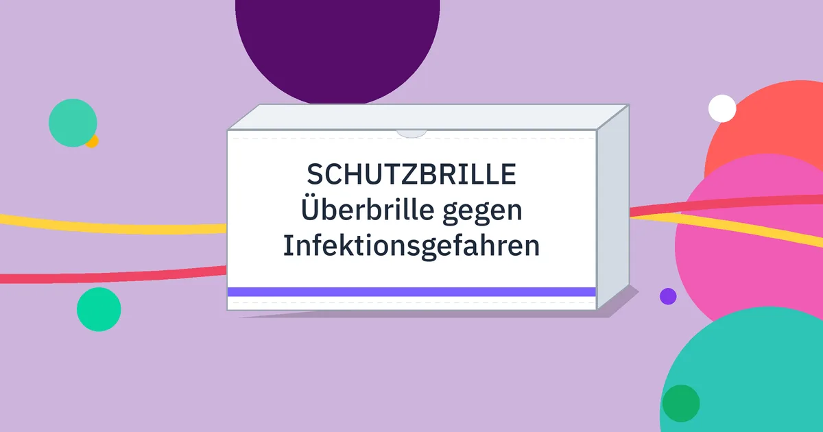 Symbolbild: Packung mit der Aufschrift SCHUTZBRILLE Überbrille gegen Infektionsgefahren (PZN 18380291) – Verfügbarkeit und Bezug in Apotheken in Frankfurt am Main