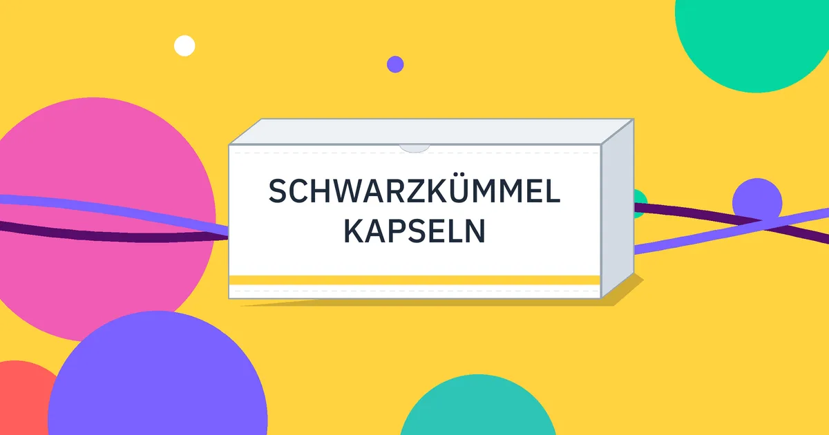 Symbolbild: Packung mit der Aufschrift SCHWARZKÜMMEL KAPSELN (PZN 07704537) – Verfügbarkeit und Bezug in Apotheken in Frankfurt am Main
