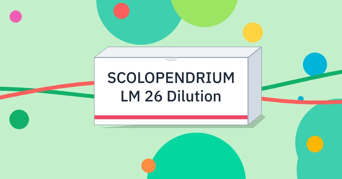 Symbolbild: Packung mit der Aufschrift SCOLOPENDRIUM LM 26 Dilution (PZN 13690578) – Verfügbarkeit und Bezug in Apotheken in Frankfurt am Main