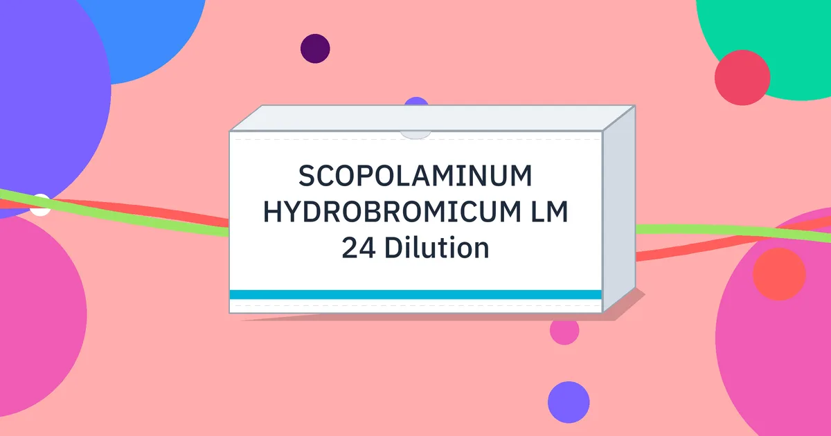 Symbolbild: Packung mit der Aufschrift SCOPOLAMINUM HYDROBROMICUM LM 24 Dilution (PZN 13691371) – Verfügbarkeit und Bezug in Apotheken in Frankfurt am Main
