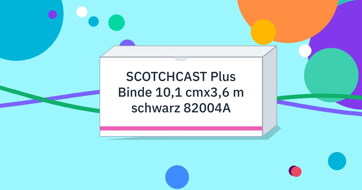 Symbolbild: Packung mit der Aufschrift SCOTCHCAST Plus Binde 10,1 cmx3,6 m schwarz 82004A (PZN 02700138) – Verfügbarkeit und Bezug in Apotheken in Frankfurt am Main