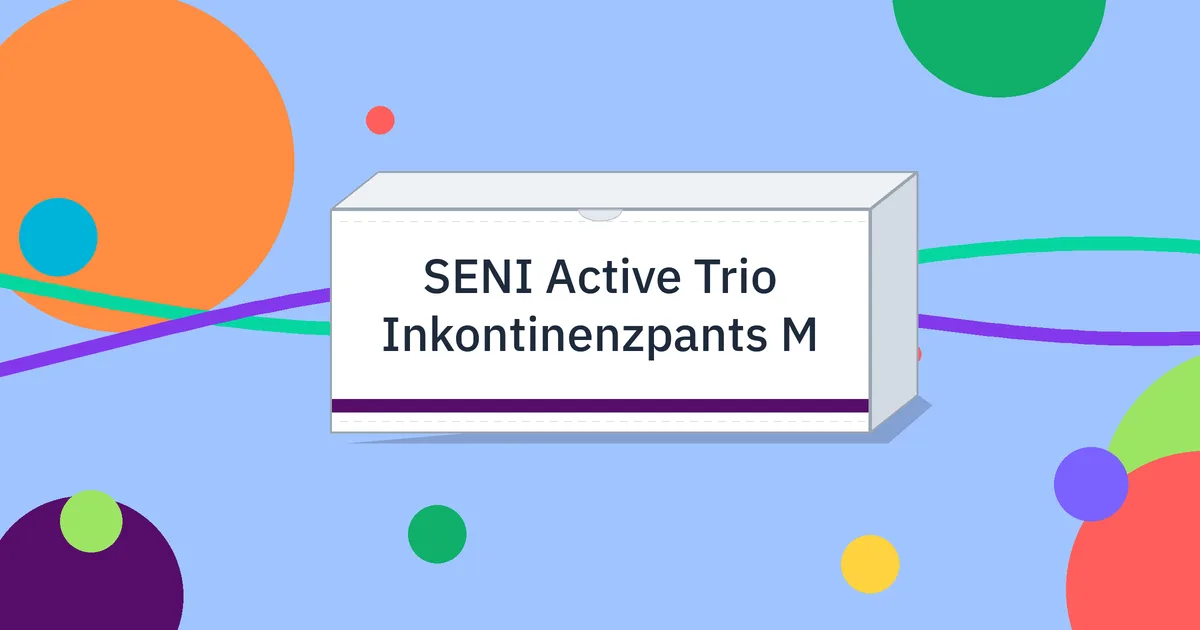 Symbolbild: Packung mit der Aufschrift SENI Active Trio Inkontinenzpants M (PZN 18255918) – Verfügbarkeit und Bezug in Apotheken in Frankfurt am Main