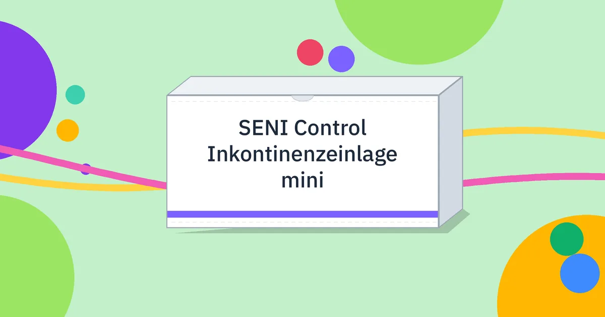 Symbolbild: Packung mit der Aufschrift SENI Control Inkontinenzeinlage mini (PZN 11532674) – Verfügbarkeit und Bezug in Apotheken in Frankfurt am Main