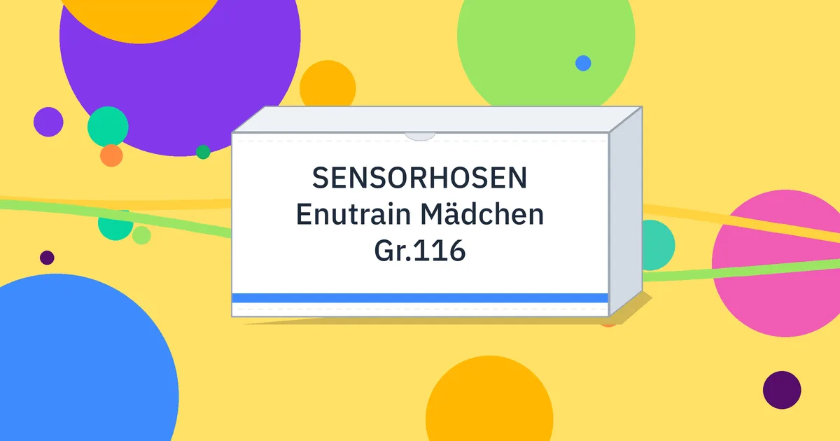 Symbolbild: Packung mit der Aufschrift SENSORHOSEN Enutrain Mädchen Gr.116 (PZN 04477064) – Verfügbarkeit und Bezug in Apotheken in Frankfurt am Main