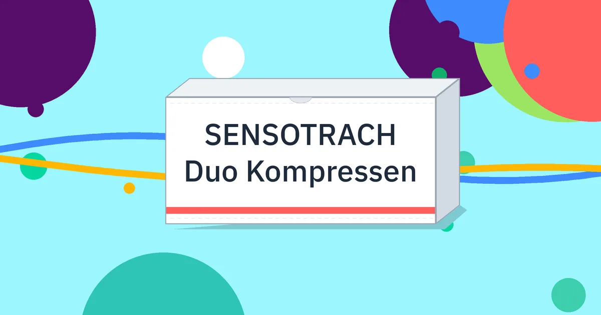 Symbolbild: Packung mit der Aufschrift SENSOTRACH Duo Kompressen (PZN 01815856) – Verfügbarkeit und Bezug in Apotheken in Frankfurt am Main