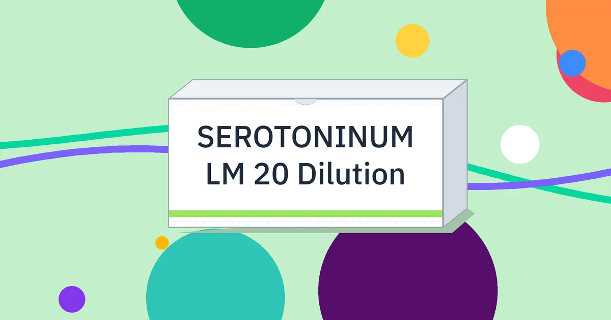Symbolbild: Packung mit der Aufschrift SEROTONINUM LM 20 Dilution (PZN 13188904) – Verfügbarkeit und Bezug in Apotheken in Frankfurt am Main