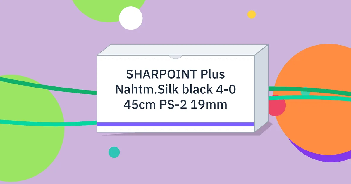 Symbolbild: Packung mit der Aufschrift SHARPOINT Plus Nahtm.Silk black 4-0 45cm PS-2 19mm (PZN 17994677) – Verfügbarkeit und Bezug in Apotheken in Frankfurt am Main