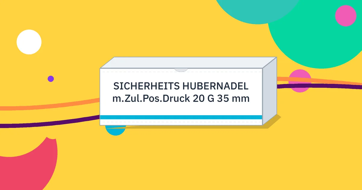 Symbolbild: Packung mit der Aufschrift SICHERHEITS HUBERNADEL m.Zul.Pos.Druck 20 G 35 mm (PZN 12646581) – Verfügbarkeit und Bezug in Apotheken in Frankfurt am Main