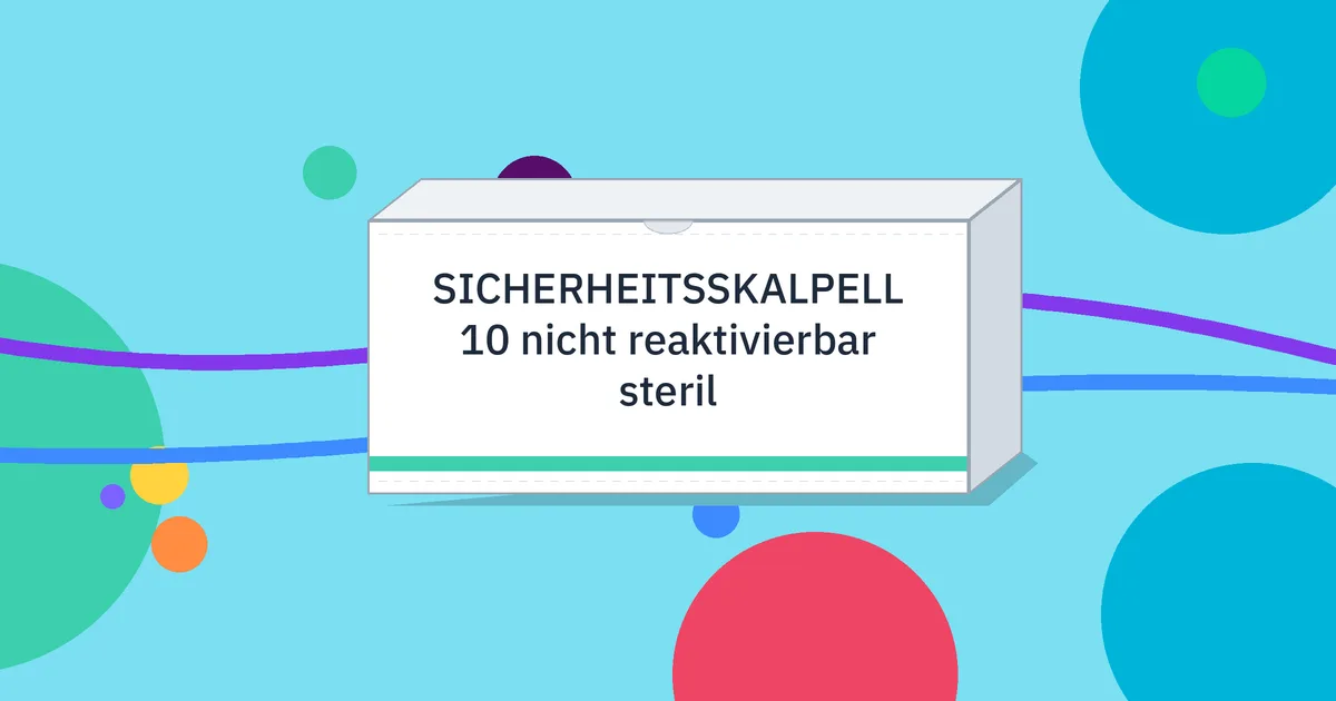 Symbolbild: Packung mit der Aufschrift SICHERHEITSSKALPELL 10 nicht reaktivierbar steril (PZN 00967469) – Verfügbarkeit und Bezug in Apotheken in Frankfurt am Main