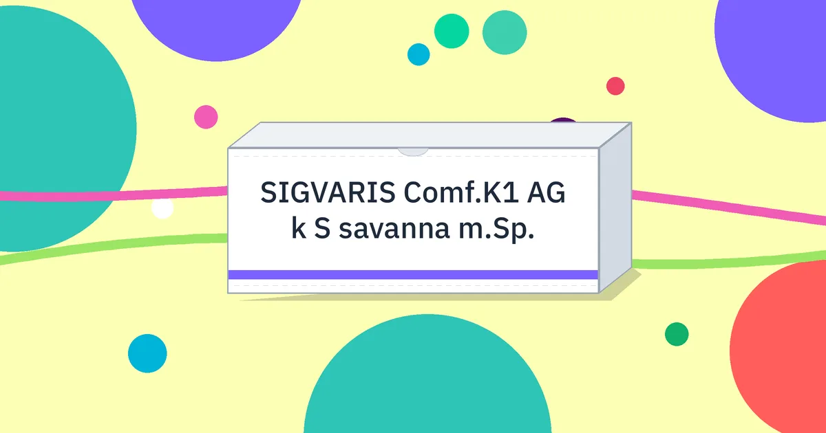 Symbolbild: Packung mit der Aufschrift SIGVARIS Comf.K1 AG k S savanna m.Sp. (PZN 17095565) – Verfügbarkeit und Bezug in Apotheken in Frankfurt am Main