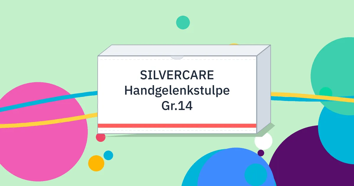 Symbolbild: Packung mit der Aufschrift SILVERCARE Handgelenkstulpe Gr.14 (PZN 09271108) – Verfügbarkeit und Bezug in Apotheken in Frankfurt am Main