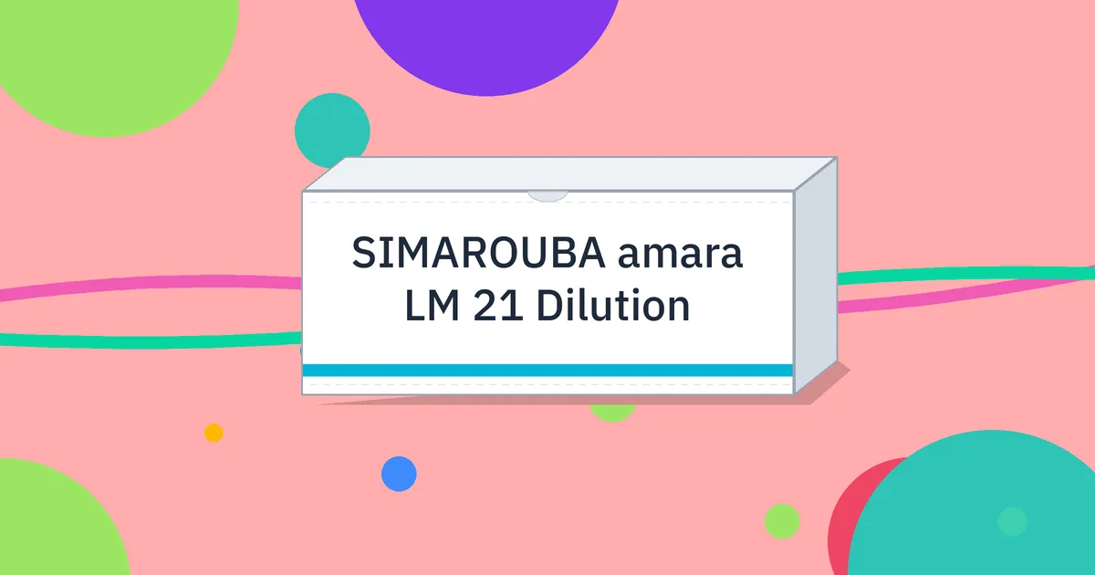 Symbolbild: Packung mit der Aufschrift SIMAROUBA amara LM 21 Dilution (PZN 13680189) – Verfügbarkeit und Bezug in Apotheken in Frankfurt am Main