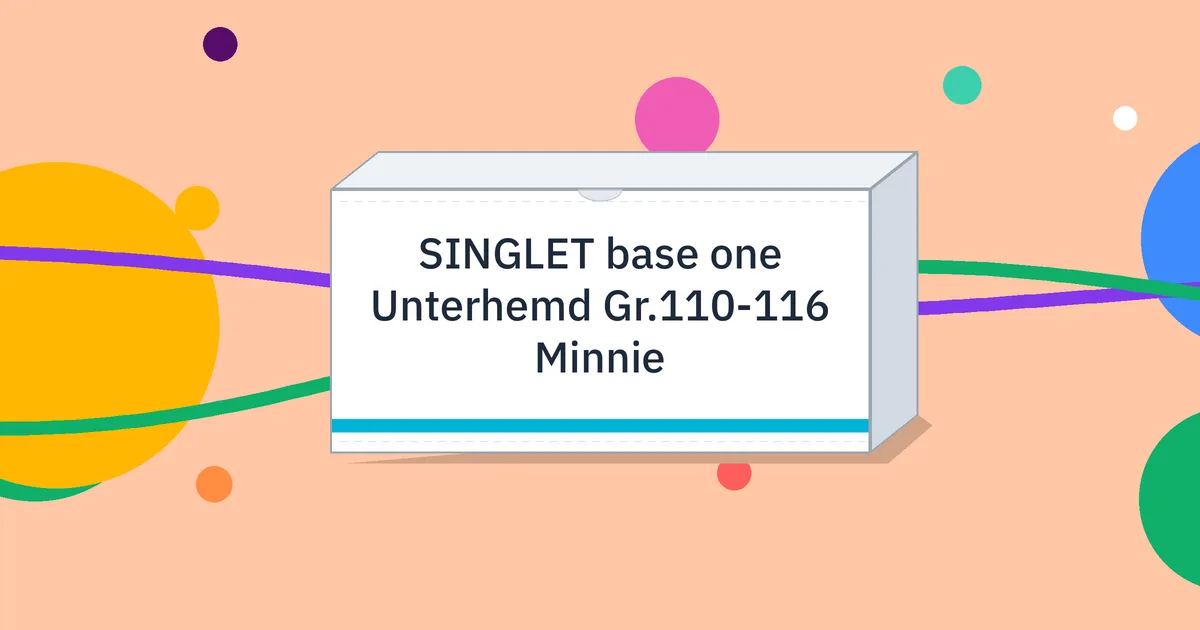 Symbolbild: Packung mit der Aufschrift SINGLET base one Unterhemd Gr.110-116 Minnie (PZN 13352858) – Verfügbarkeit und Bezug in Apotheken in Frankfurt am Main