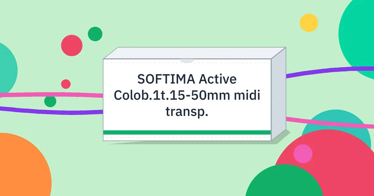 Symbolbild: Packung mit der Aufschrift SOFTIMA Active Colob.1t.15-50mm midi transp. (PZN 09061606) – Verfügbarkeit und Bezug in Apotheken in Frankfurt am Main
