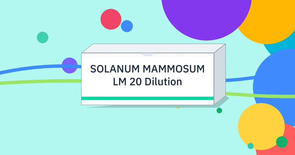 Symbolbild: Packung mit der Aufschrift SOLANUM MAMMOSUM LM 20 Dilution (PZN 13192484) – Verfügbarkeit und Bezug in Apotheken in Frankfurt am Main