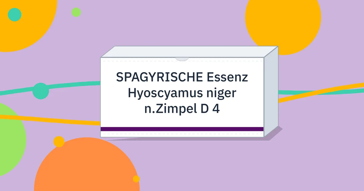 Symbolbild: Packung mit der Aufschrift SPAGYRISCHE Essenz Hyoscyamus niger n.Zimpel D 4 (PZN 15816380) – Verfügbarkeit und Bezug in Apotheken in Frankfurt am Main