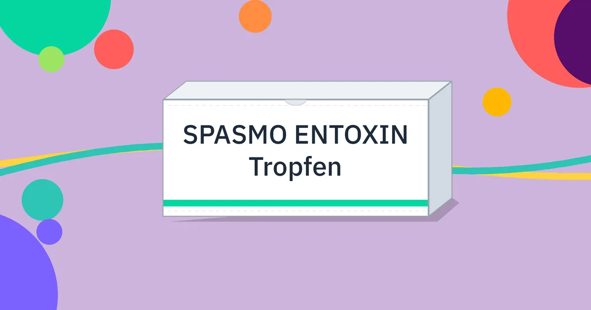 Symbolbild: Packung mit der Aufschrift SPASMO ENTOXIN Tropfen (PZN 05966144) – Verfügbarkeit und Bezug in Apotheken in Frankfurt am Main