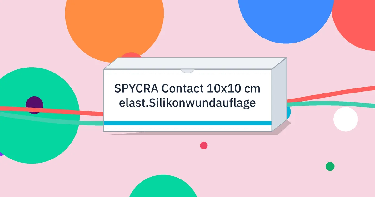 Symbolbild: Packung mit der Aufschrift SPYCRA Contact 10x10 cm elast.Silikonwundauflage (PZN 18038115) – Verfügbarkeit und Bezug in Apotheken in Frankfurt am Main